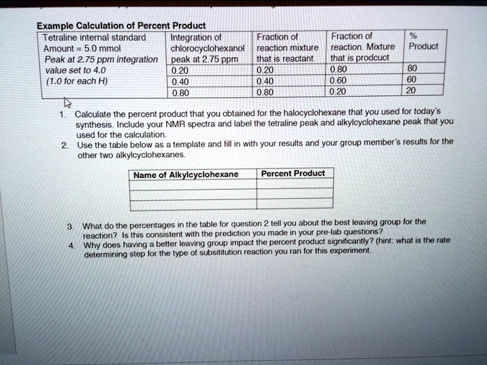 example calculation ot percent product tetraline internal standard ...