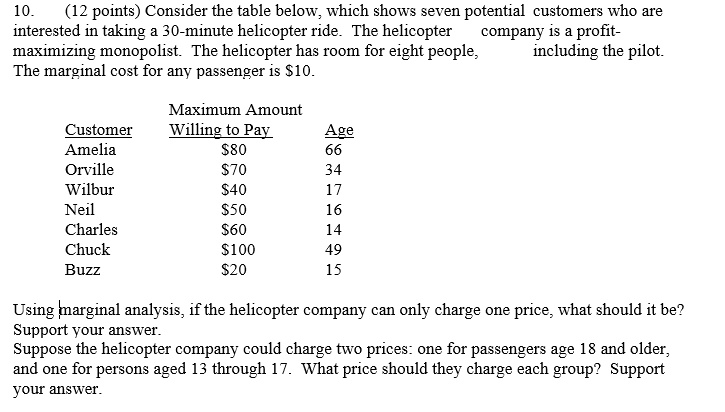 SOLVED: 10. (12 points) Consider the table below, which shows seven potential customers who are ...
