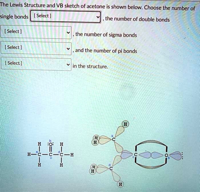 SOLVED: TThe Lewis Structure and VB sketch of acetone is shown below ...
