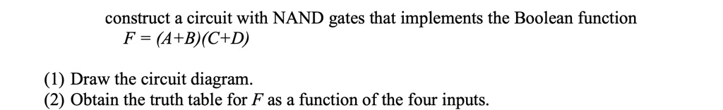 Solved Construct A Circuit With Nand Gates That Implements The Boolean Function Fabcd 1