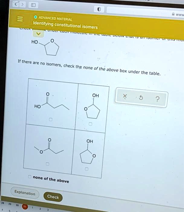 SOLVED: ADVANCED MATERIAL Identifying constitutional isomers n HO If ...