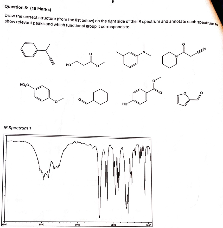 SOLVED: Question 5: (15 Marks) Draw the correct structure (from the ... SOLVED: Question 5: (15 Marks) Draw the correct structure (from the ...