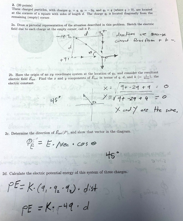[GET ANSWER] 2. (20 points) Three charged particles, with charges q1 ...