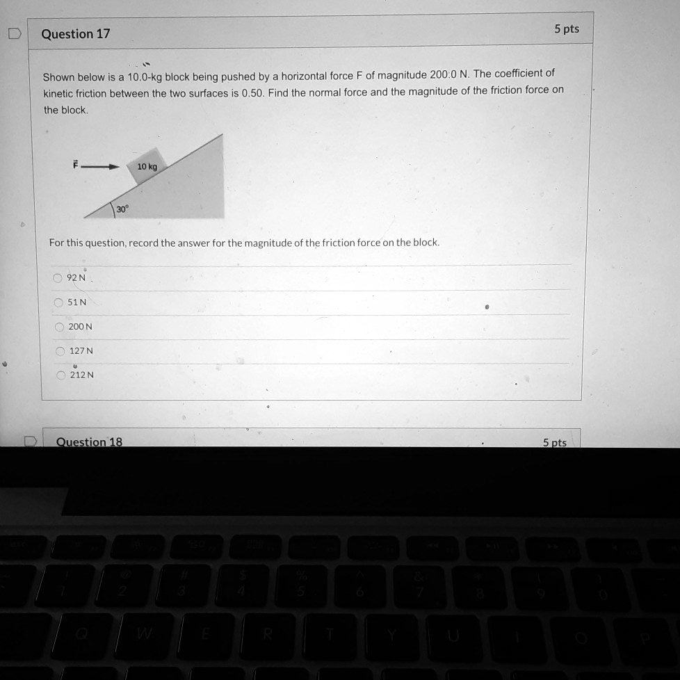 SOLVED: Shown below is a 10.0-kg block being pushed by a horizontal force F of magnitude 200.0 N ...