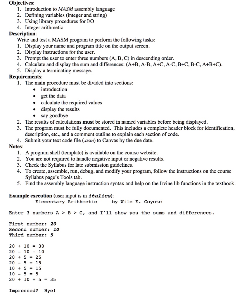 Objectives: 1. Introduction to MASM assembly language 2. Defining ...