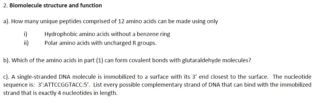 Solved 2 Biomolecule Structure And Function A How Many Unique
