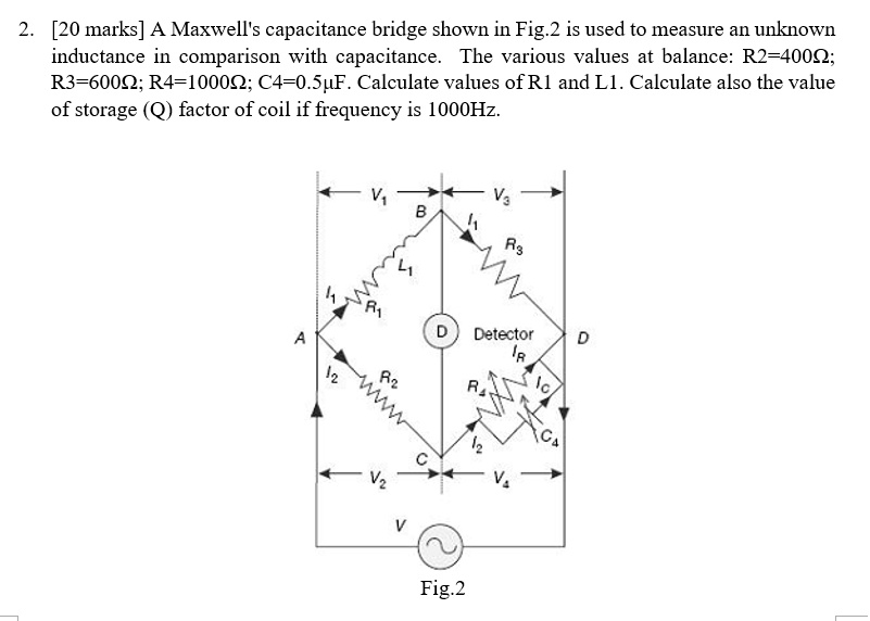 A Maxwell's capacitance bridge shown in Fig. 2 is used to measure an ...