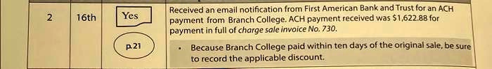 2 16th Yes p.21 Received an email notification from First...