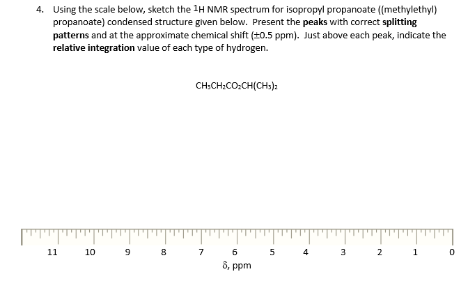 4 using the scale below sketch the 1 mathrmh nmr spectrum for isopropyl ...