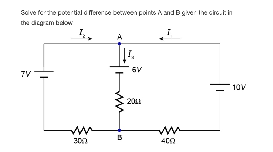 SOLVED: Solve for the potential difference between points A and B given ...