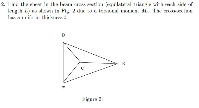 2. Find the shear in the beam cross-section (equilateral triangle with ...