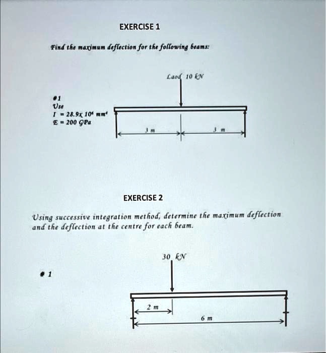 SOLVED: Find the maximum deflection for the following beams: Exercise 1: Use I = 28.9x10^6 mm^4 ...