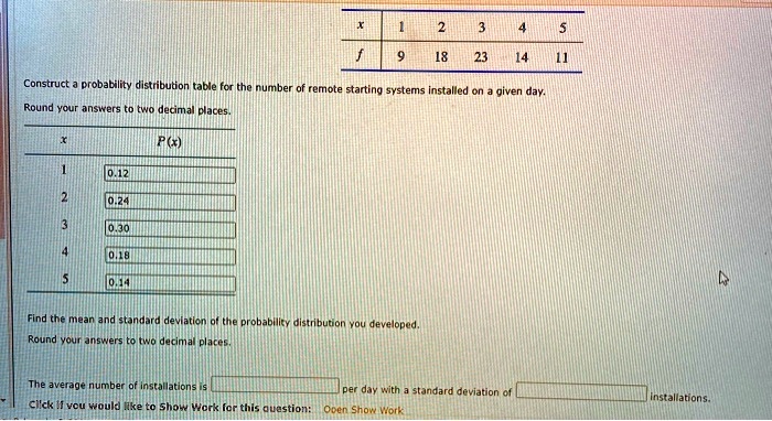 construct probability distribution table for thc jumber temote starting ...