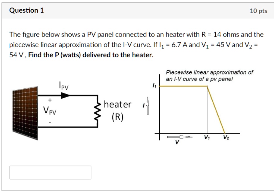 SOLVED: The figure below shows a PV panel connected to a heater with R = 14 ohms and the ...
