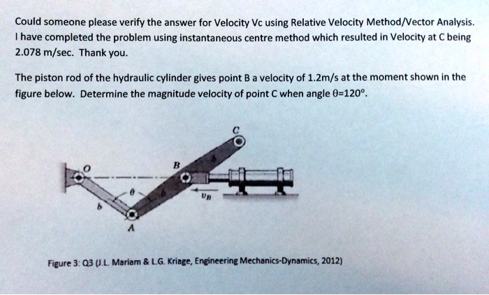 Could someone please verify the answer for Velocity Vc using Relative Velocity Method/Vector ...