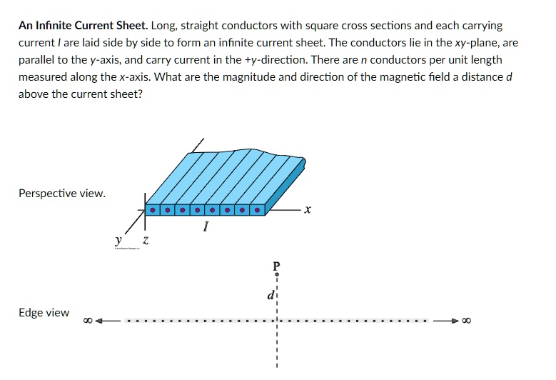 SOLVED: An Infinite Current Sheet: Long, straight conductors with ...