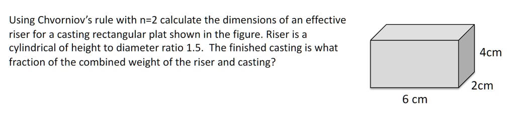 SOLVED: Using Chvorinov's rule with n=2, calculate the dimensions of an ...