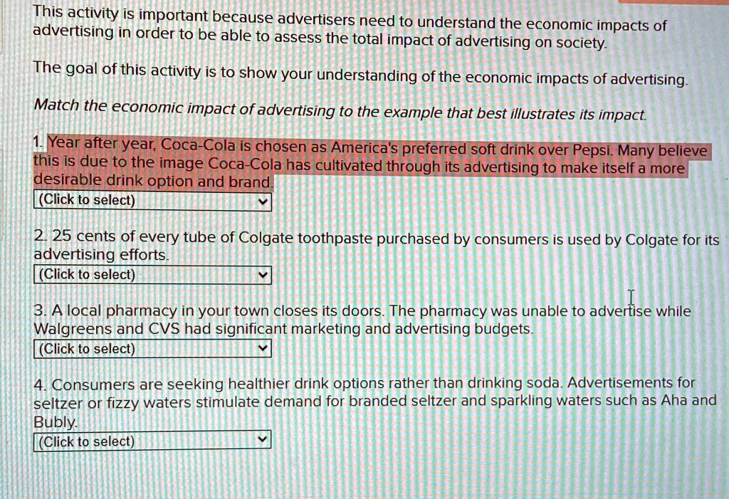 This activity is important because advertisers need to understand the ...