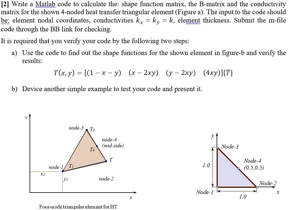 Solved Write A Matlab Code To Calculate The Shape Function Matrix The B Matrix And The 8872