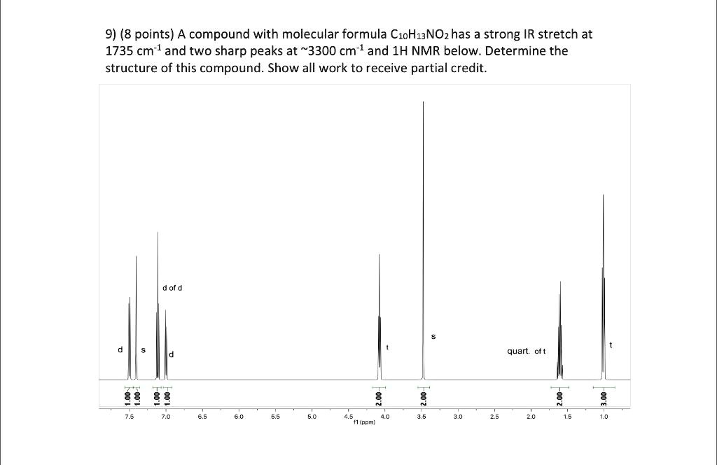 SOLVED:9) (8 points) A compound with molecular formula CioH13NOzhas a ...