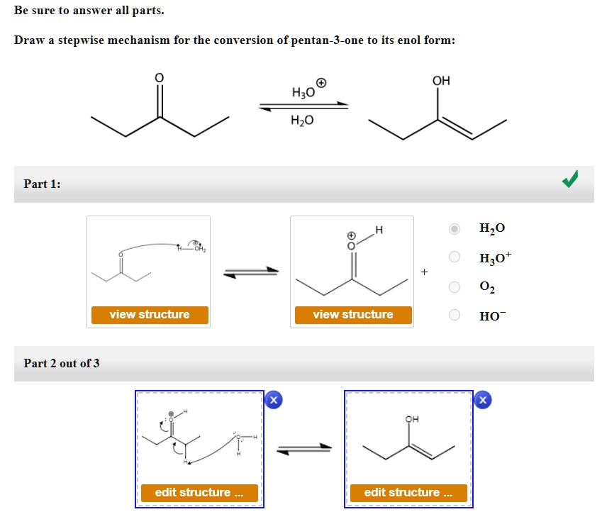 SOLVED: Draw a stepwise mechanism for the conversion of pentan-3-one to ...