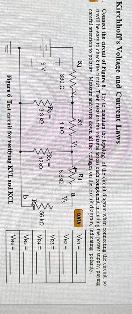 Kirchhoff's Voltage and Current Laws Connect the circuit of Figure 6. Try to maintain the ...