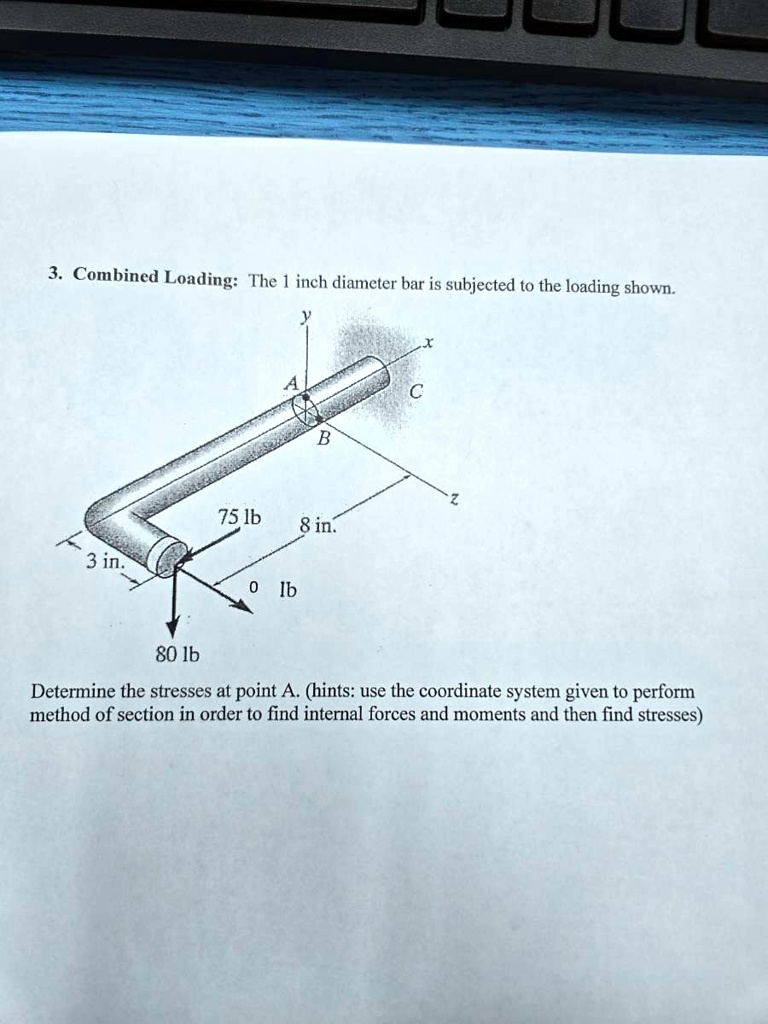3. Combined Loading: The 1 inch diameter bar is subjected to the ...