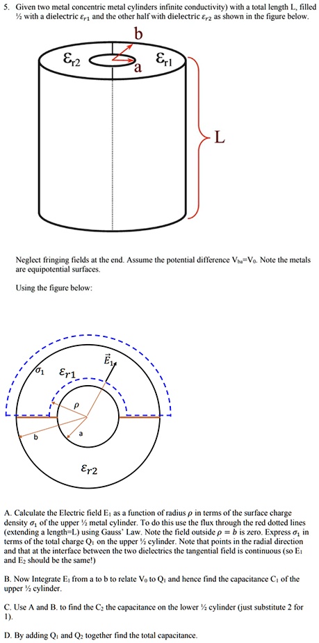 5. Given two metal concentric metal cylinders infinite conductivity ...