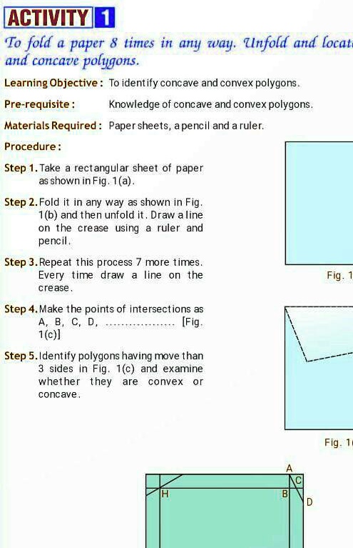 ACTIVITY 1 To fold a paper 8 times in any way. Unfold and locate and concave polygons. Learning ...