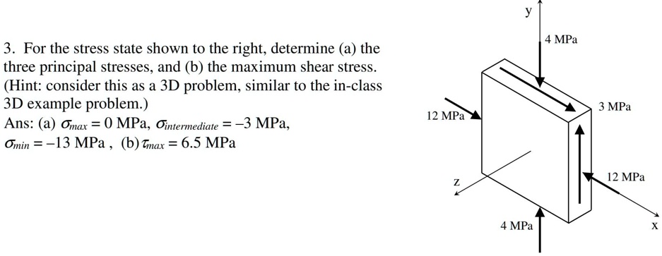 SOLVED: 4 MPa For the stress state shown to the right, determine the ...