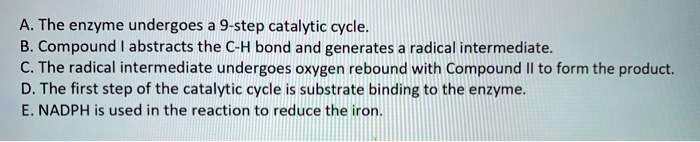 A. The enzyme undergoes a 9-step catalytic cycle. B. Compound I ...