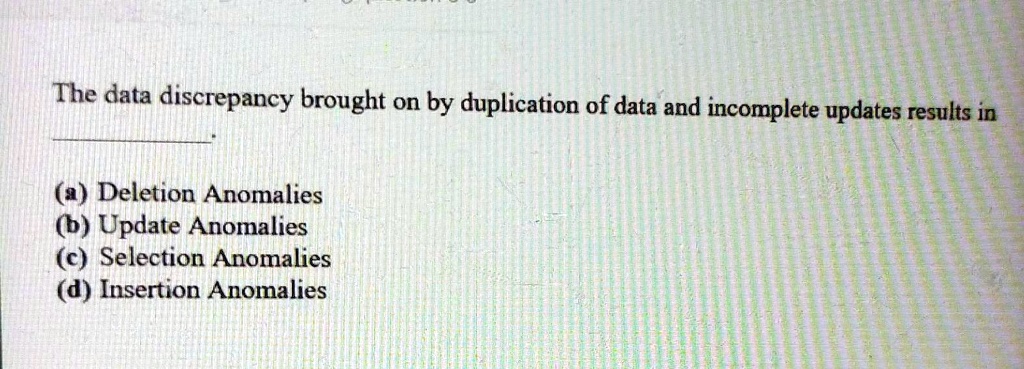 the data discrepancy brought on by duplication of data and incomplete ...