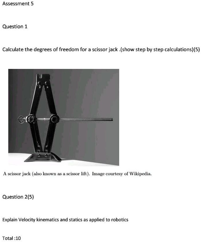 SOLVED: Calculate the degrees of freedom for a scissor jack. (Show step ...