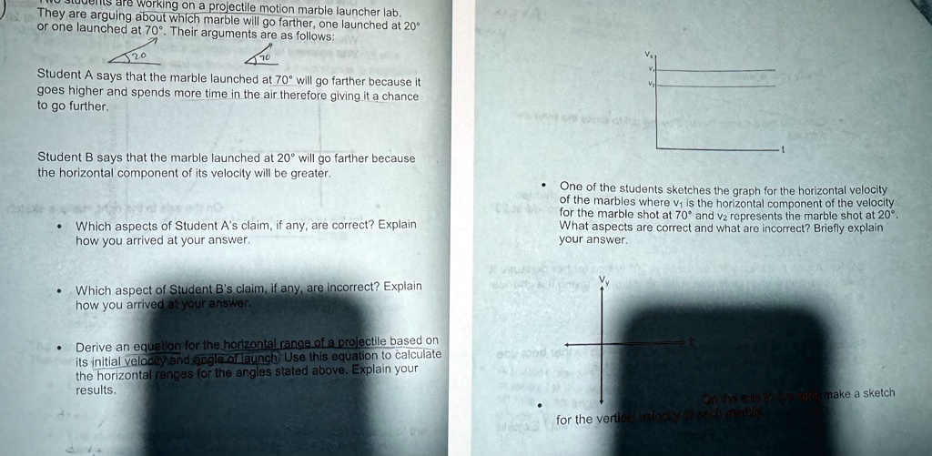 SOLVED: Texts: King on a Projectile Motion Marble Launcher Lab. They ...