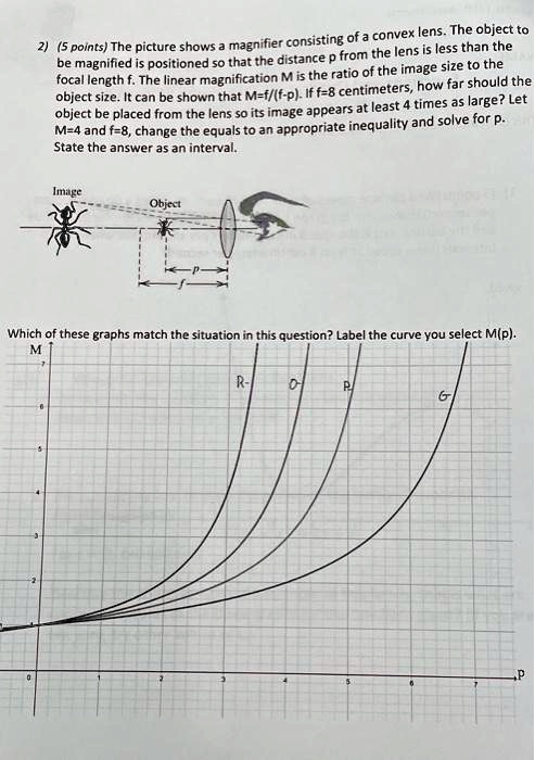 2) (5 points) The picture shows a magnifier consisting of a convex lens ...