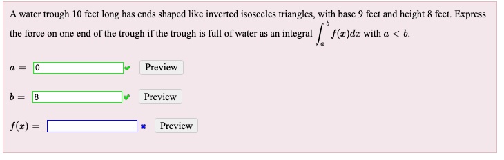 A water trough 10 feet long has ends shaped like inverted isosceles ...