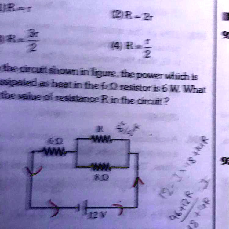 SOLVED: 'In the circuit shown in figure, the power which is dissipated as heat in the 6 12 ...