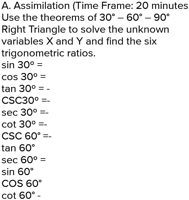 SOLVED: A Assimilation (Time Frame: 20 minutes) Use the theorems of 30Â ...