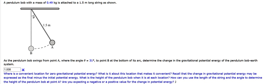 pendulum bob with mass of 049 kg attached to jonc string as shown as ...