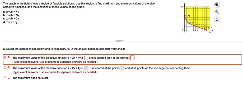 SOLVED: The graph to the right shows a region of feasible solutions. Use this region to find ...