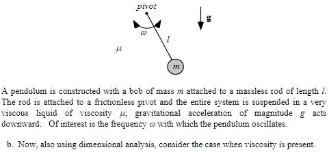 fluids mechanics dimensional analysis a pendulum is constructed with a ...