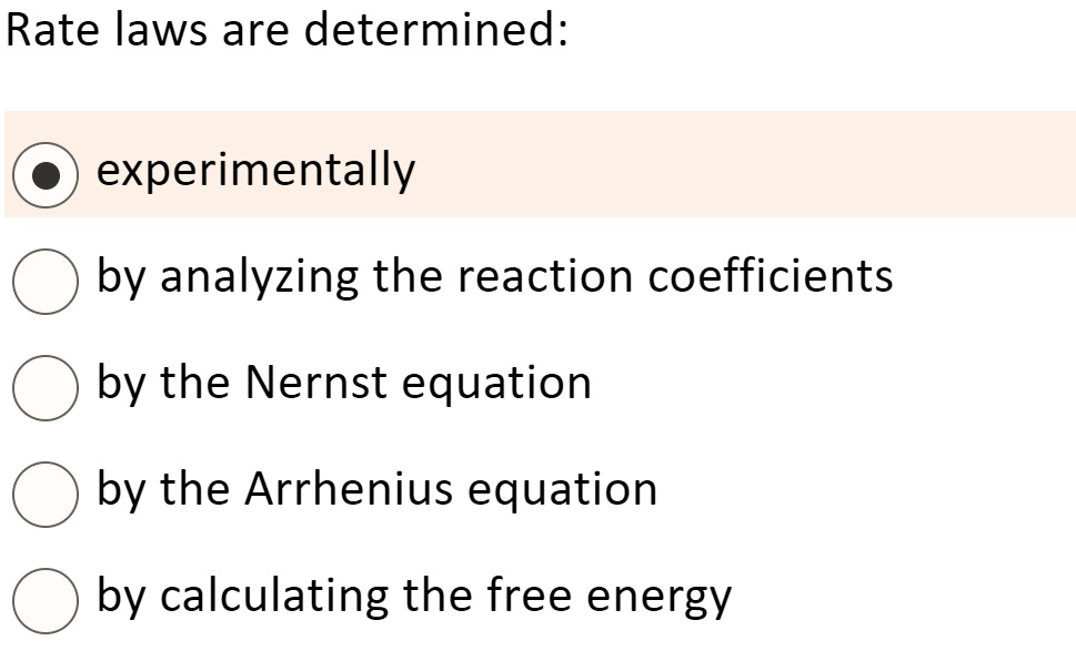 SOLVED: Rates of reaction are determined: - experimentally - by ...
