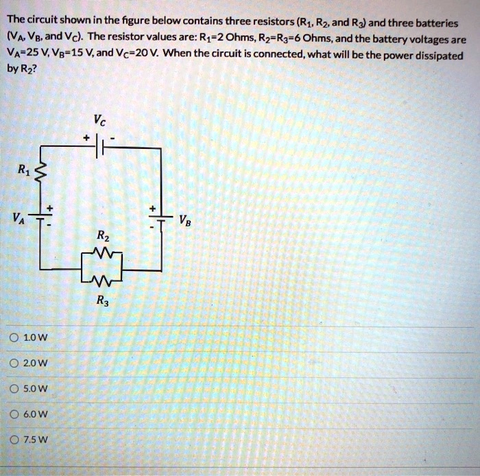 SOLVED: The' circuit shown in the figure below contains three resistors (Rz, Rz,and Ra) and ...