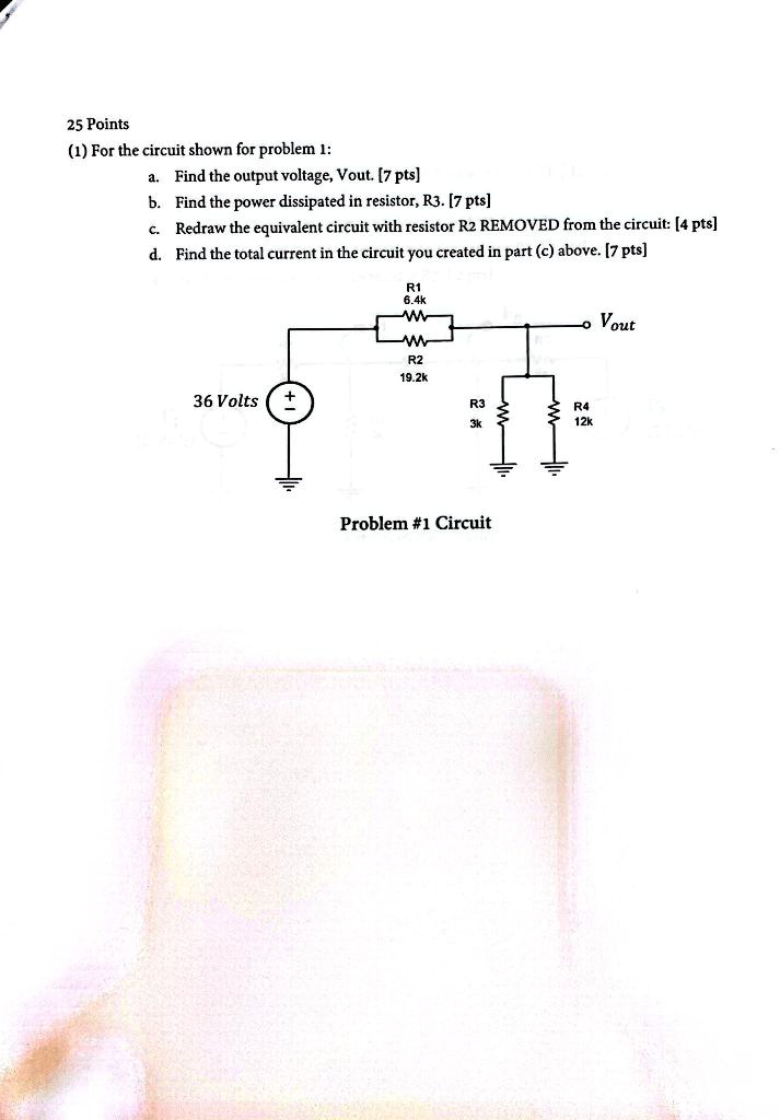 25 Points (1) For the circuit shown for problem 1: a. Find the output ...