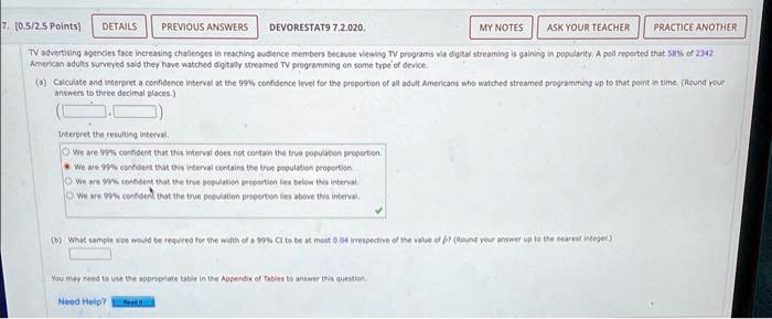 SOLVED: 7. [0.5/25 Points] DETAILS PREVIOUS ANSWERS DEVORESTAT97.2020 ...