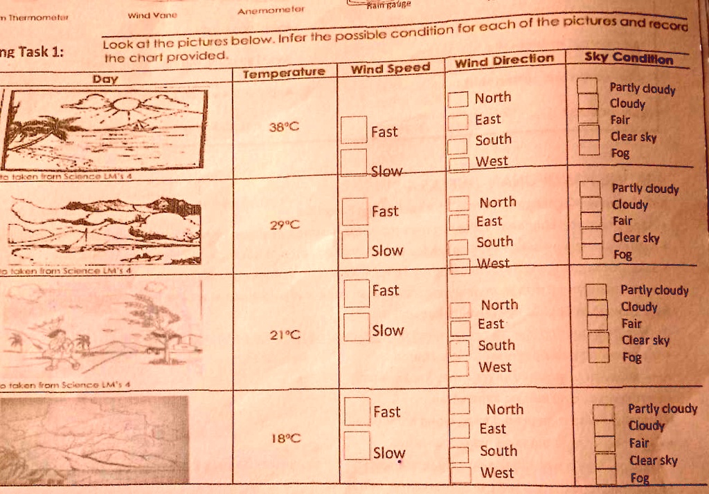 Thermometer Wind Vane Anemometer Rain gauge Look at the pictures below ...