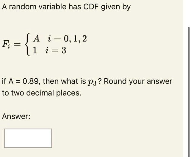 SOLVED: A random variable has a cumulative distribution function (CDF ...