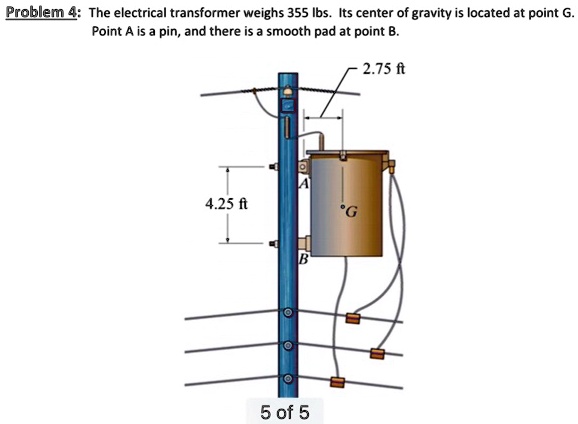SOLVED: Problem 4: The electrical transformer weighs 355 Ibs Its center ...