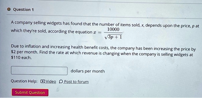 A company selling widgets has found that the number of items sold, x ...