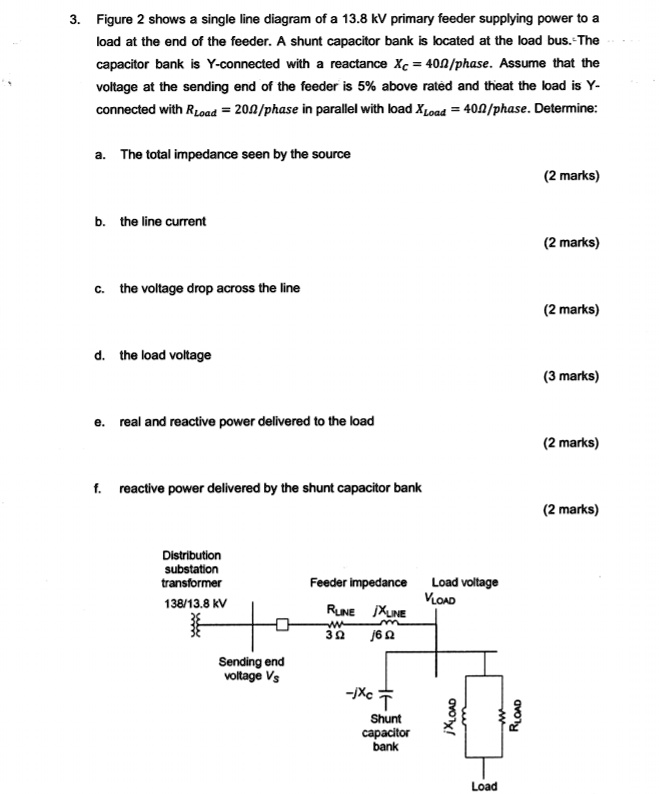 3. Figure 2 shows a single line diagram of a 13.8 kV primary feeder ...